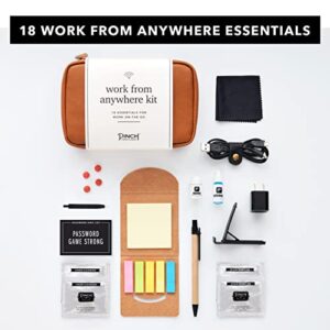 Pinch Provisions Work from Anywhere Kit, Includes 17 essentials to Help You Stay on Task, Must-Have Essentials, Compact Multi-Functional Vegan Leather Pouch.