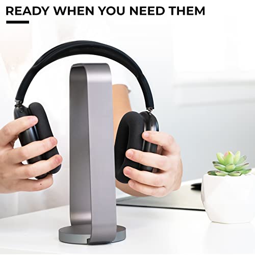 HumanCentric Headphone Stand Headset Holder in Space Gray, Weighted Aluminum Headphone Holder, Desk Headphone Hanger Displays and Holds Headsets, Works with Most Headphone Brands and Sizes