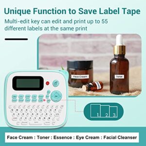 Labelife Label Maker Machine with 4 Tapes, Portable Label Maker D210S, QWERTY Keyboard, One-Touch Keys, Easy-to-Use, Handheld Label Maker with Tapes and AC Adapter, for Home Office Organization, Green