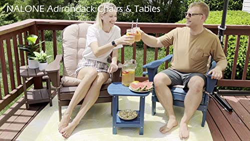 nalone Adirondack Side Table 16.5" Outdoor Side Table HDPE Plastic Double Adirondack End Table Small Table for Patio (Black)