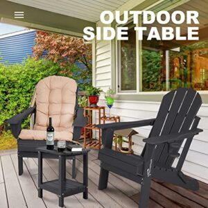 nalone Adirondack Side Table 16.5" Outdoor Side Table HDPE Plastic Double Adirondack End Table Small Table for Patio (Black)