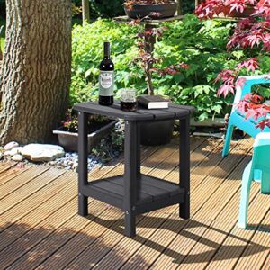 nalone Adirondack Side Table 16.5" Outdoor Side Table HDPE Plastic Double Adirondack End Table Small Table for Patio (Black)