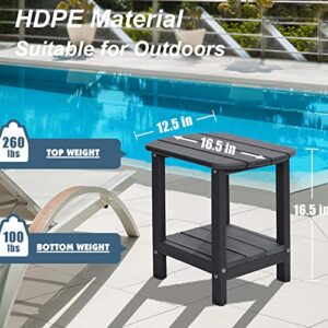 nalone Adirondack Side Table 16.5" Outdoor Side Table HDPE Plastic Double Adirondack End Table Small Table for Patio (Black)