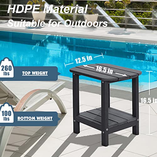 nalone Adirondack Side Table 16.5" Outdoor Side Table HDPE Plastic Double Adirondack End Table Small Table for Patio (Black)