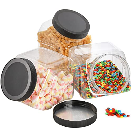 Frcctre 3 Pack Plastic Candy Jar with Lids, 98 Oz Clear Cookie Jar for Kitchen Counter, Wide Mouth Candy Buffet Containers Bulk-Food Storage Jar for Snacks, Dry Food, Cookies, Candy