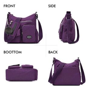 SUKRY Nylon Crossbody Bag for Women with Anti theft RFID Pocket, Waterproof Shoulder Bag Travel Purses and Handbag (Gorgeous purple)