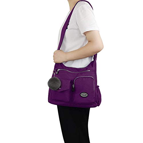 SUKRY Nylon Crossbody Bag for Women with Anti theft RFID Pocket, Waterproof Shoulder Bag Travel Purses and Handbag (Gorgeous purple)