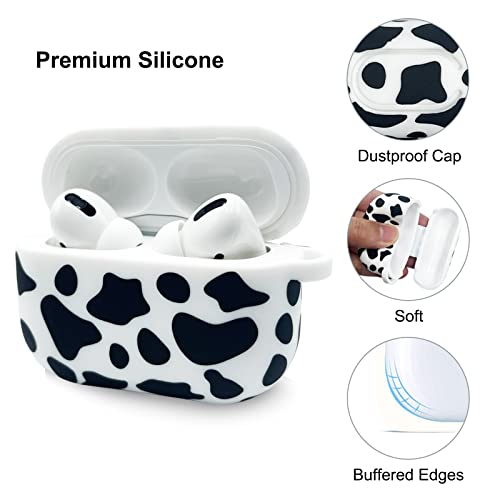 Case for Airpods Pro, KOUJAON Soft Silicone Skin Case Cover with Bracelet Keychain Cute Apple Airpod Pro Cover for Women Girls (Cow)