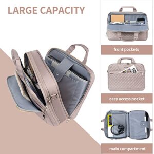 EMPSIGN 17.3 Inch Laptop Bag, Large Capacity Expandable Briefcase for Women & Men Business Office, Water-Repellent Laptop Case Travel Computer Bag with RFID Pockets, Dusty Pink