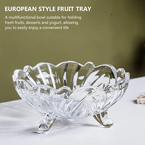 Angoily Glass Salad Bowl Glass Footed Dessert Bowl Vintage Flower Embossed Ice Cream Bowl Trifle Bowl Salad Bowl Candy Cake Bowl for Home Party Wedding 950ml Parfait Bowl