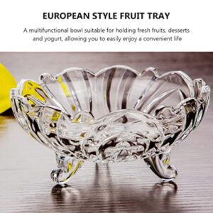 Angoily Glass Salad Bowl Glass Footed Dessert Bowl Vintage Flower Embossed Ice Cream Bowl Trifle Bowl Salad Bowl Candy Cake Bowl for Home Party Wedding 950ml Parfait Bowl