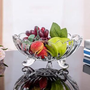 Angoily Glass Salad Bowl Glass Footed Dessert Bowl Vintage Flower Embossed Ice Cream Bowl Trifle Bowl Salad Bowl Candy Cake Bowl for Home Party Wedding 950ml Parfait Bowl