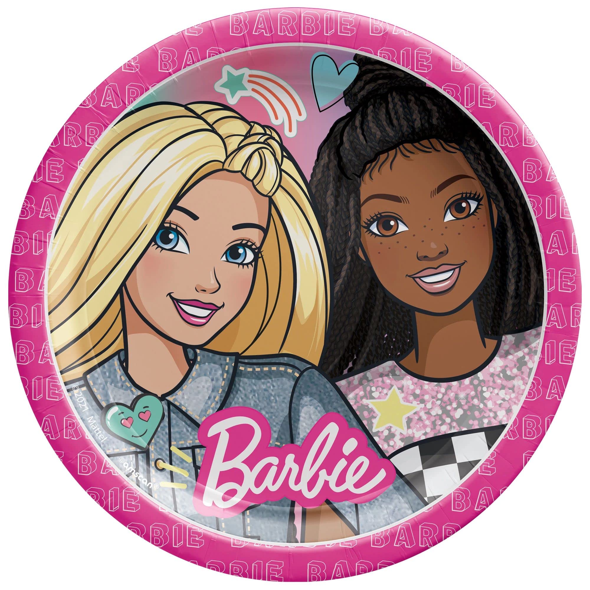 Barbie Dream Together Party Supplies Pack Serves 16: 9" Plates Luncheon Napkins Cups and Table Cover with LLILYKAI Birthday Candles Multicolor