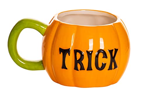 Jack-O-Lantern Trick Or Treat Pumpkin Ceramic Coffee Mugs – 2 Pack – 15oz Halloween Mug