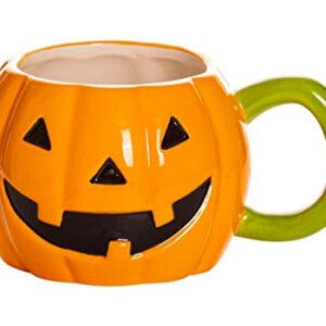 Jack-O-Lantern Trick Or Treat Pumpkin Ceramic Coffee Mugs – 2 Pack – 15oz Halloween Mug