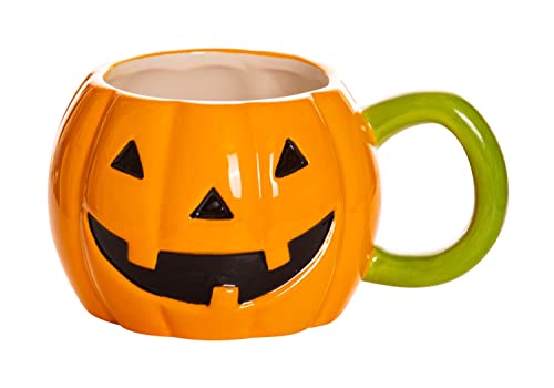 Jack-O-Lantern Trick Or Treat Pumpkin Ceramic Coffee Mugs – 2 Pack – 15oz Halloween Mug