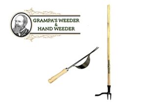 grampa's weeder + grampa's hand weeder - bundle the original stand up weed puller & grampa's hand weeder tool for the easiest & most effective weed removal duos