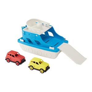 amazon basics ferry boat with 2 mini cars bathtub toy for kids ages 2 and up, blue