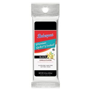 bakerpan premium rolled black fondant for cake decorating, vanilla flavor - 4.4 ounces