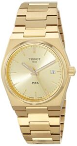 tissot unisex prx 35mm 316l stainless steel case with yellow gold pvd coating quartz watch, yellow, stainless steel, 11 (t1372103302100)