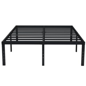 emoda 18 inch california king bed frames heavy duty tall metal cal king platform with large storage space, no box spring needed, noise free, black