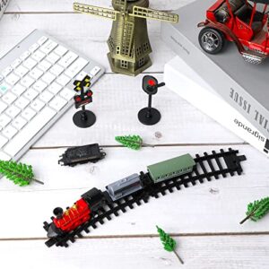 13 Pieces Train Cake Toppers Train Cake Decorations Train Birthday Party Supplies Mini Train Toy Set Train Track Traffic Lights Cake Topper for Birthday Railway Steam Train Theme Party (Cute Style)