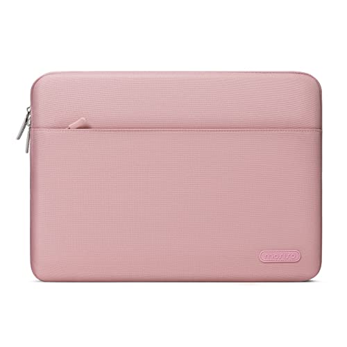 MOSISO Laptop Sleeve Compatible with MacBook Air/Pro, 13-13.3 inch Notebook, Compatible with MacBook Pro 14 inch 2023-2021 A2779 M2 A2442 M1, Polyester Horizontal Carrying Bag with Small Case, Pink