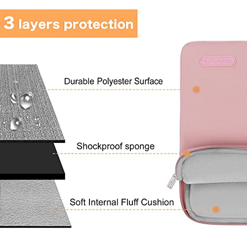 MOSISO Laptop Sleeve Compatible with MacBook Air/Pro, 13-13.3 inch Notebook, Compatible with MacBook Pro 14 inch 2023-2021 A2779 M2 A2442 M1, Polyester Horizontal Carrying Bag with Small Case, Pink