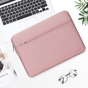 MOSISO Laptop Sleeve Compatible with MacBook Air/Pro, 13-13.3 inch Notebook, Compatible with MacBook Pro 14 inch 2023-2021 A2779 M2 A2442 M1, Polyester Horizontal Carrying Bag with Small Case, Pink