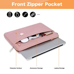 MOSISO Laptop Sleeve Compatible with MacBook Air/Pro, 13-13.3 inch Notebook, Compatible with MacBook Pro 14 inch 2023-2021 A2779 M2 A2442 M1, Polyester Horizontal Carrying Bag with Small Case, Pink