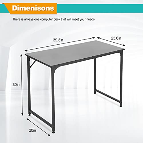 35/39/47 Inch Computer Desk Home Office Desk Writing Study Table Modern Simple Style PC Desk with Metal Frame Gaming Desk Workstation for Small Space (Black, 39 inch)