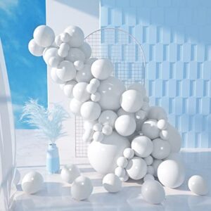 momohoo white balloons different sizes - 100pcs 5/10/12/18 inch birthday party balloons, pearl white latex balloons, matte white balloons garland kit, pastel white wedding ballons anniversary balloons