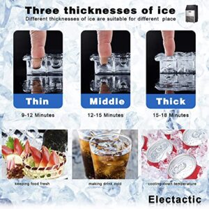 Electactic Ice Maker, Commercial Ice Machine,100Lbs/Day, Stainless Steel Ice Machine with 48 Lbs Capacity, Ideal for Restaurant, Bars, Home and Offices, Includes Scoop