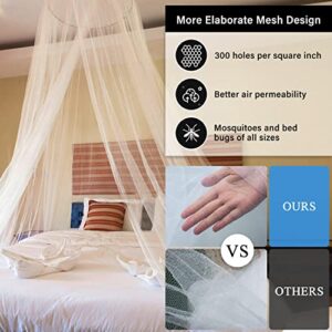 Aoresac Mosquito Net Bed Canopy for Girls, Elegant Canopy Bed Curtains from Ceiling, Easy to Install, Dome Mosquito Netting for Single to Adult Size Beds, Home & Camping Use (Round)