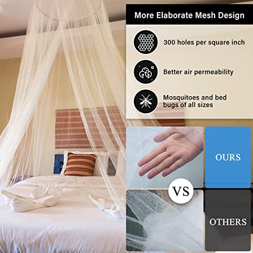 Aoresac Mosquito Net Bed Canopy for Girls, Elegant Canopy Bed Curtains from Ceiling, Easy to Install, Dome Mosquito Netting for Single to Adult Size Beds, Home & Camping Use (Round)