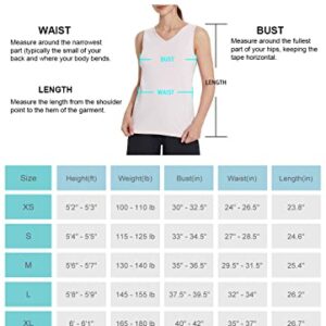 BALEAF Women's Workout Tank Tops for Tennis Quick Dry Fitted Sleeveless Shirts UPF50+ V-Neck Lightweight Size Medium Pink