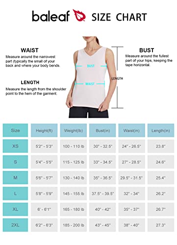 BALEAF Women's Workout Tank Tops for Tennis Quick Dry Fitted Sleeveless Shirts UPF50+ V-Neck Lightweight Size Medium Pink