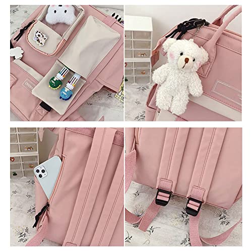 Eagerrich Kawaii Backpack with Cute Pin Accessories Plush Pendant for School Bag Student Girl Backpack Super-Capacity Waterproof Travel Backpack(Purse-3)