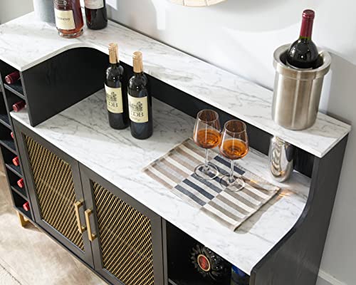 Home Source Black Accent Bar Cabinet with Mesh Door