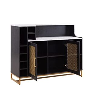 Home Source Black Accent Bar Cabinet with Mesh Door