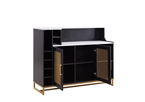 Home Source Black Accent Bar Cabinet with Mesh Door