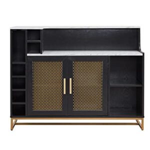 Home Source Black Accent Bar Cabinet with Mesh Door