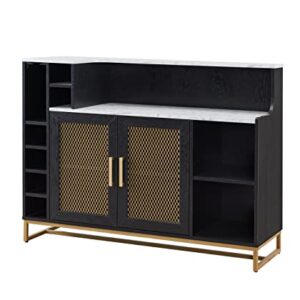 Home Source Black Accent Bar Cabinet with Mesh Door