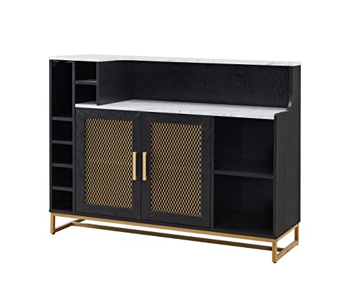 Home Source Black Accent Bar Cabinet with Mesh Door