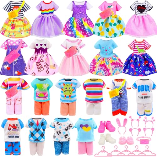 ENOCHT 5.3 Inch Doll Clothes and Accessories 5 Chelsea Doll Outfits 5 Dresses with 3 Shoes 12 Accessories for 5.3 Inch Dolls