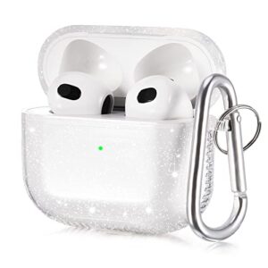 koreda compatible with airpods 3 2021 3rd generation case cover, soft clear tpu transparent protective shockproof case designed with keychain for airpod 3 charging case (glitter clear)