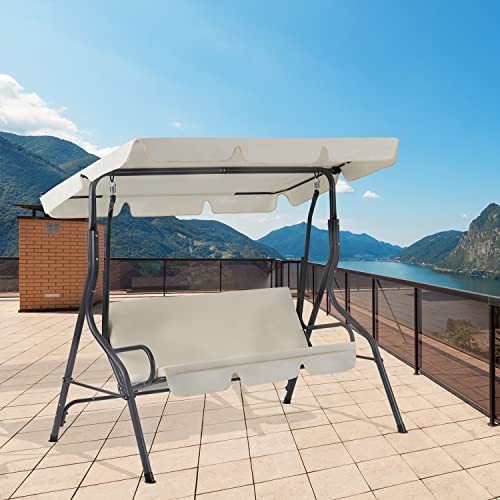 BPS 3-Person Patio Porch Swing Chair with Adjustable Backrest and Canopy - Outdoor Swing Perfect for Patio, Garden, Poolside, and Balcony Relaxation