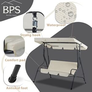 BPS 3-Person Patio Porch Swing Chair with Adjustable Backrest and Canopy - Outdoor Swing Perfect for Patio, Garden, Poolside, and Balcony Relaxation