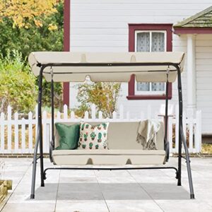 BPS 3-Person Patio Porch Swing Chair with Adjustable Backrest and Canopy - Outdoor Swing Perfect for Patio, Garden, Poolside, and Balcony Relaxation