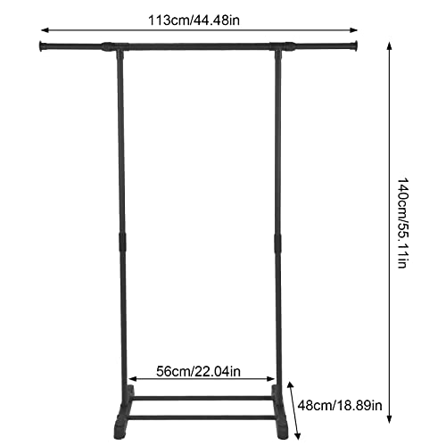 Simple Standard Rod Clothing Garment Rack,Super Easy Assembly NO Tools Required,Adjustable Floor Hanger, Used in The Bedroom to Hang Clothes, Hats, Bags,Shoes Boxes,Rolling Clothes Organizer,Black